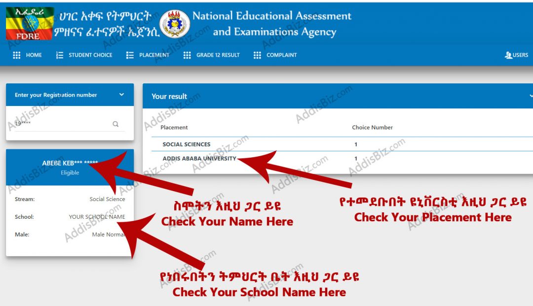 Grade 12 student placement for 2013 E.C / 2021 G.C released | AddisBiz.com